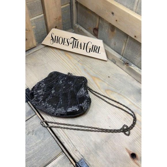 Cache | Bags | Vintage Cache Sequin Beaded Gunmetal Gray Crossbody ...